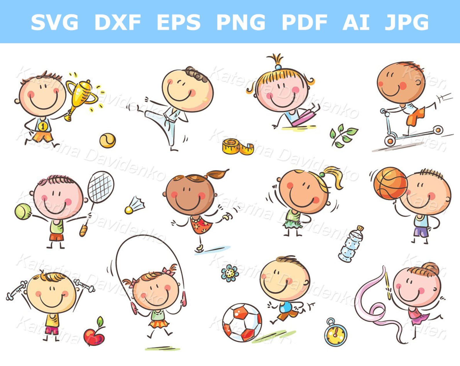 Kids and Sport Sport Clipart Kids Activities Activities | Etsy