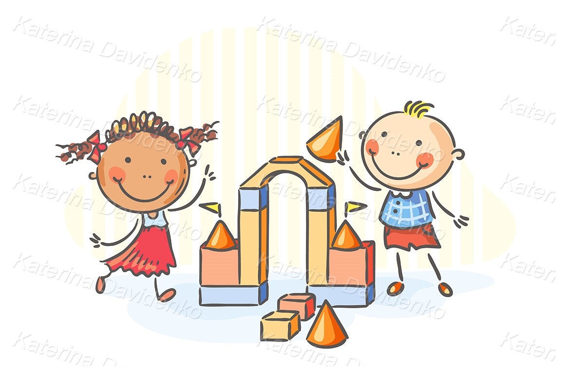 Kleuters Spelen Clipart Het Spel Van De Baby Met Bal Vector