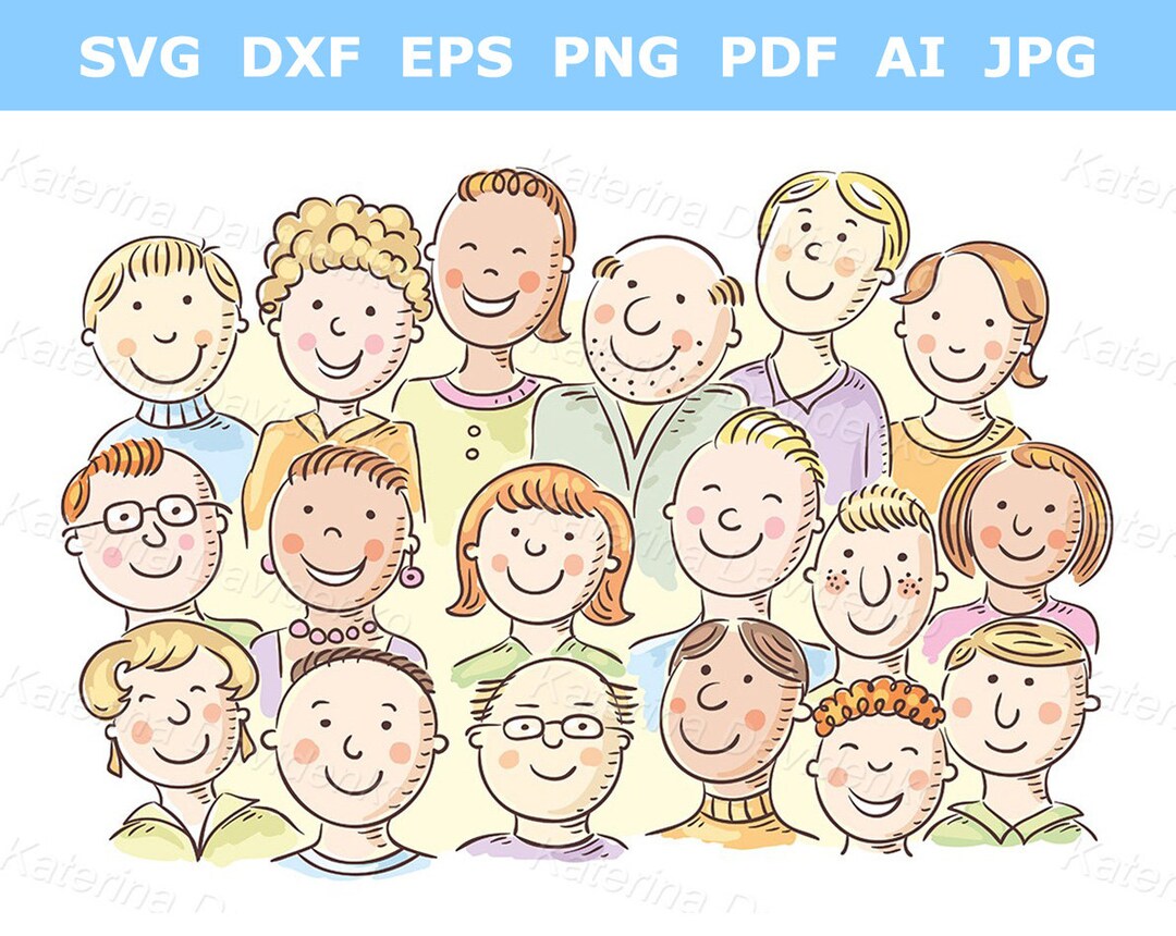 A Group of Sketchy People - Crowd of People. Cartoon Clipart ...