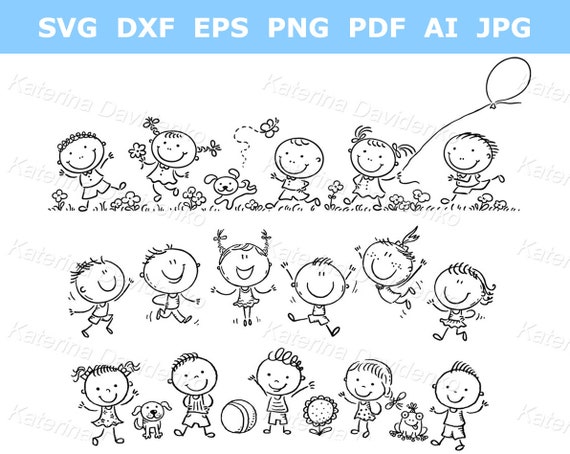 Stick Kids Svg Set Stick Children Cut Files Stick Kids | Etsy