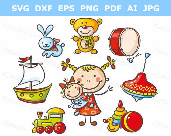 Kids Playing Toys Clipart
