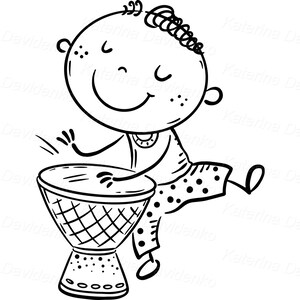 Happy Cartoon Kids Playing Musical Clipart, Children With African ...