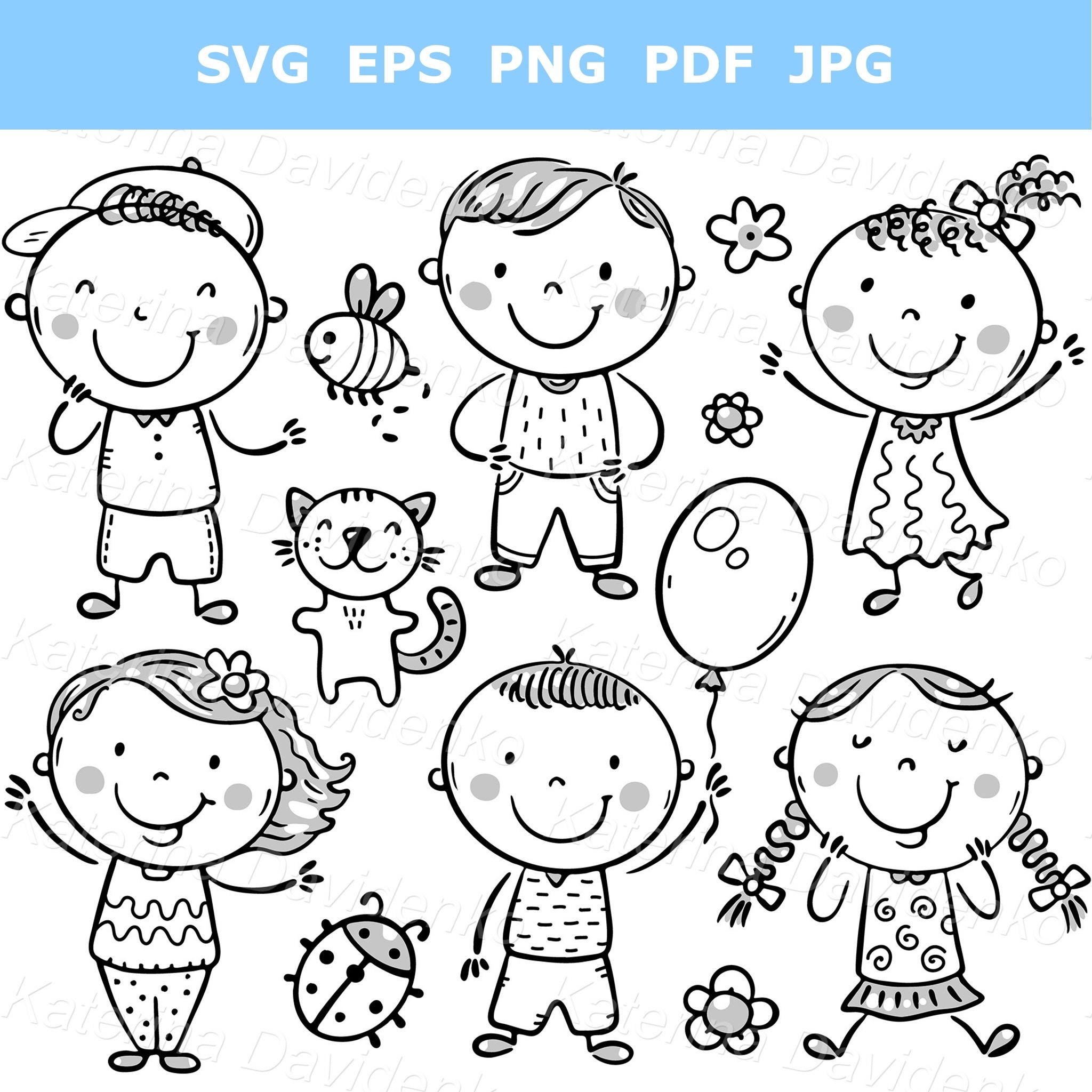 Stick Kinder Clipart Stick Figures Kindergarten Friends Stock