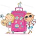Cartoon Kids Traveling Clipart Illustration of Happy Kids With Suitcase ...