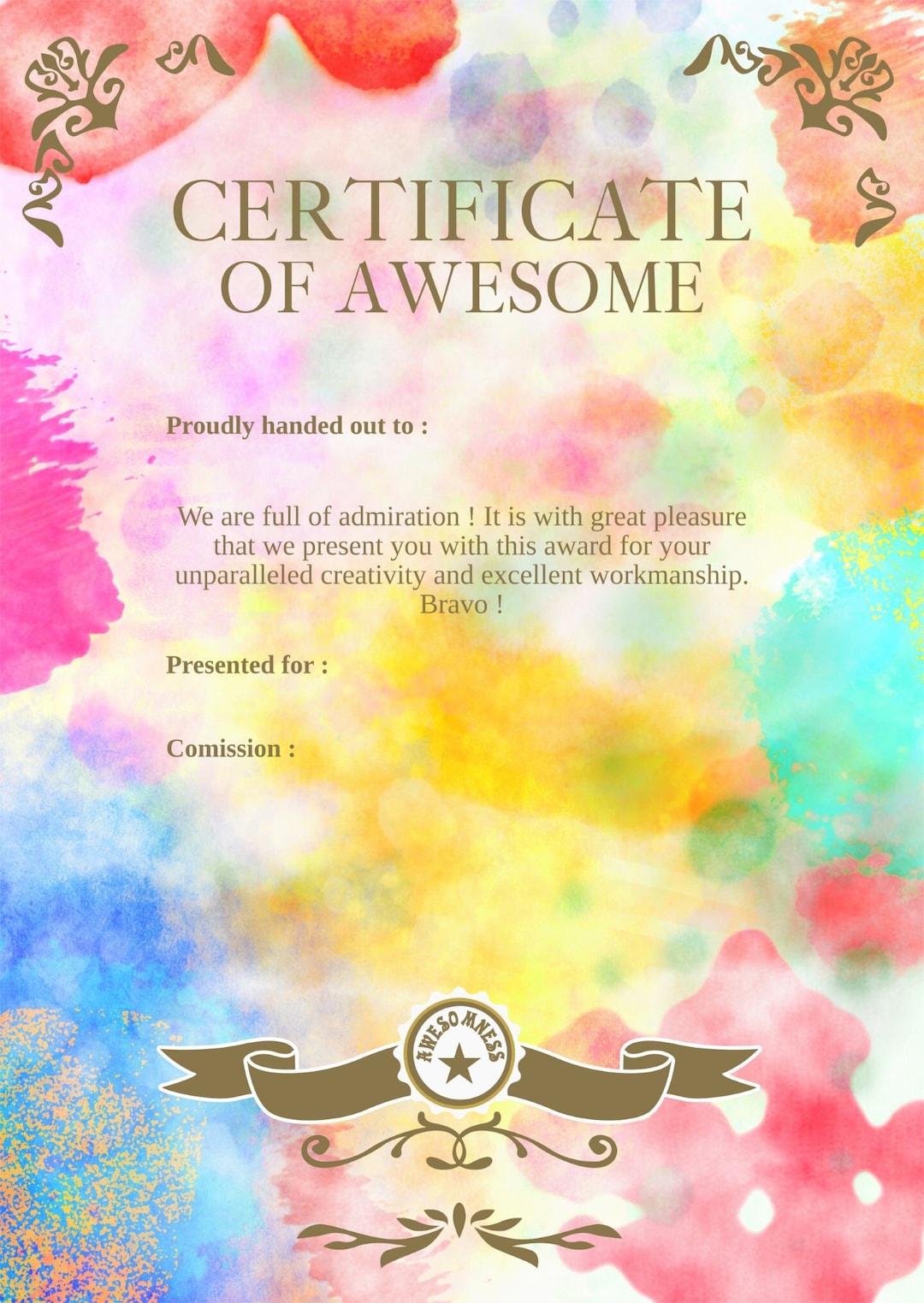 YOU ARE AWESOME !! | Certificate of Awesomness and Appreciation in ...