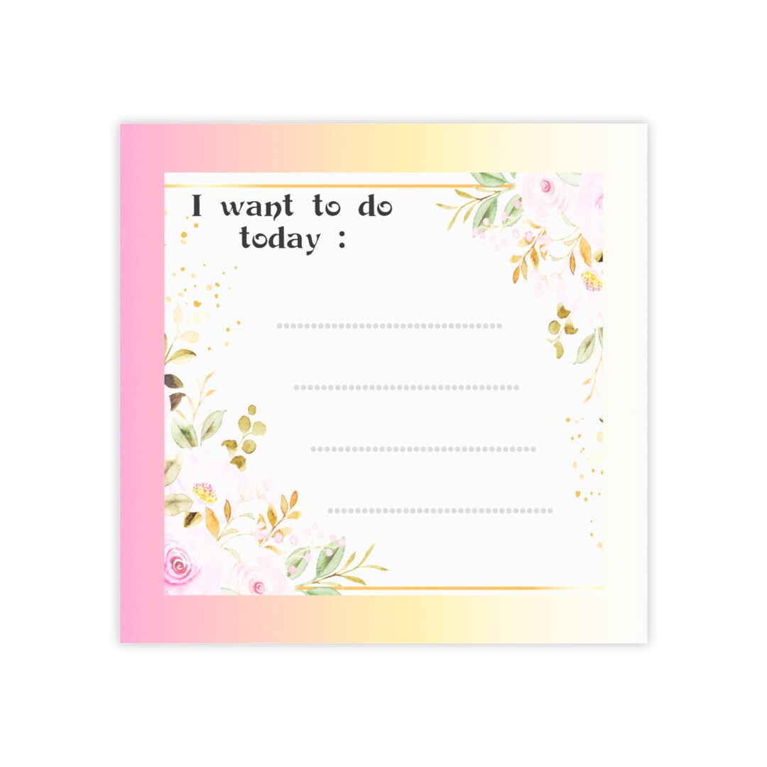 Rose Notepad Pretty Post It Notes Elegant Floral Memo Pad Pink Post It ...