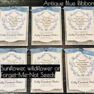 Custom Seed Packet Memorial Favor in Memory of Condolence Favor Funeral ...
