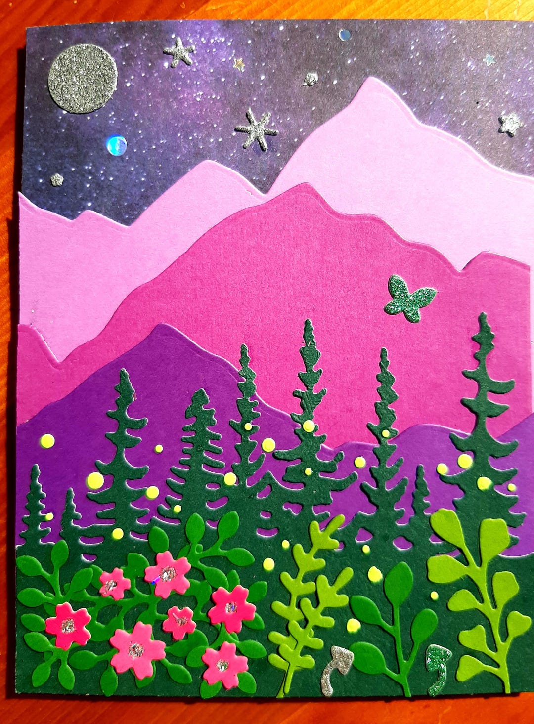 Blue Ridge Midsummer Dream Handmade Card Rhododendron Fireflies Forest ...