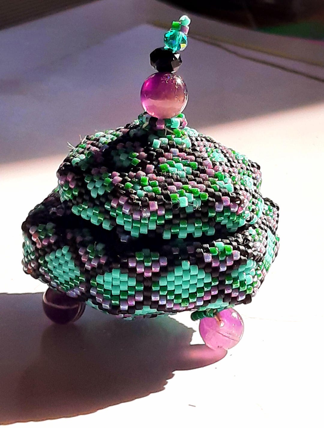 Handmade Decorative Bead Box Made With Black, Purple, Turquoise Miyuki ...