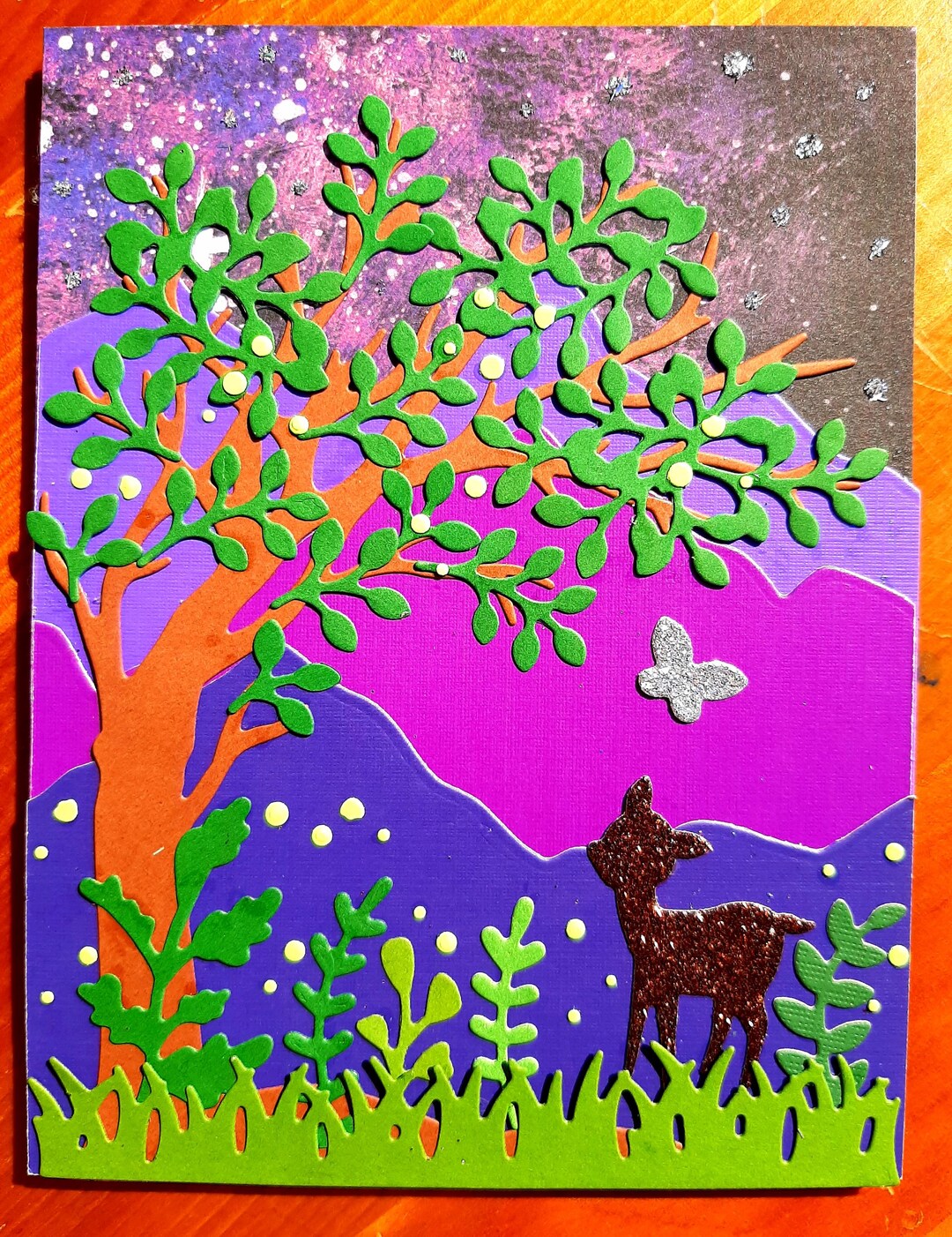 Blue Ridge Midsummer Dream Handmade Card Deer Fireflies Forest Birthday ...