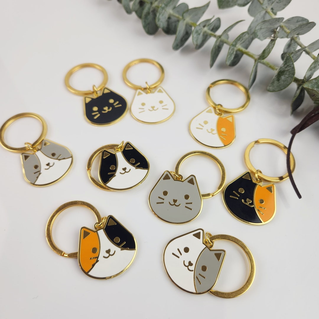 Enamel Cat Keychain - Etsy