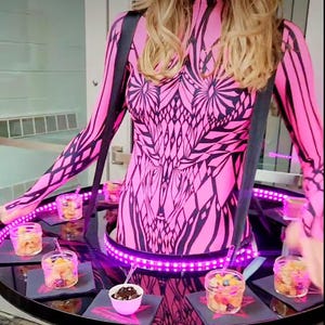 LED Tray Acrylic Canapy Futuristic Modern Entertainment Circle Serving ...