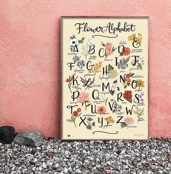 Lily & Val Poster Flower Alphabet Poster 61 X 915 Cm - Etsy