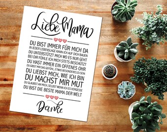 Thank You Mom Poster - Etsy