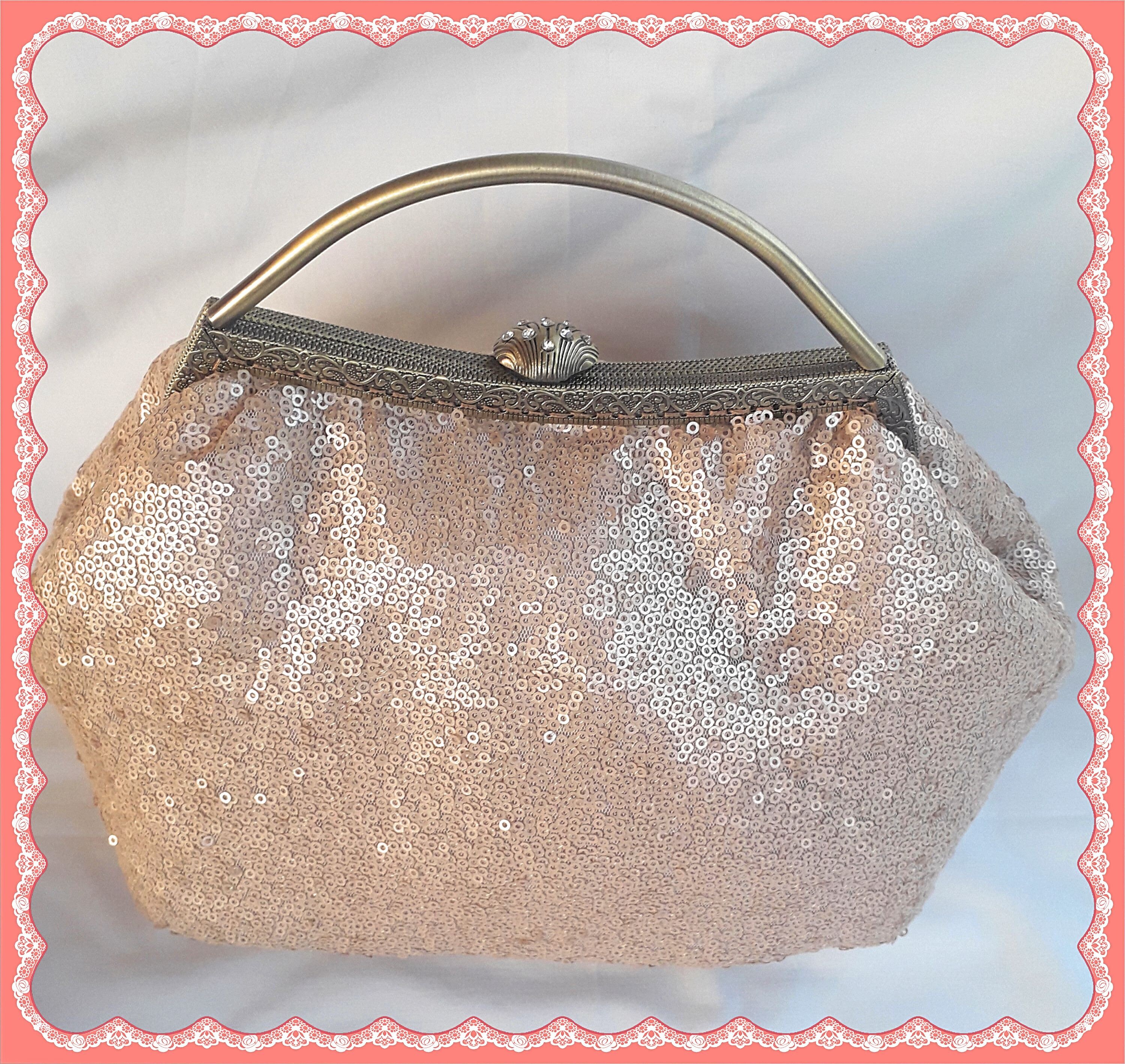 Beige Sequin Clutch Purse, Sequin Clutch Bag, Small Clutch Purse ...