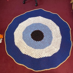 Round Crocheted Evil Eye Throw Blanket | Handmade Protective Blanket - Etsy