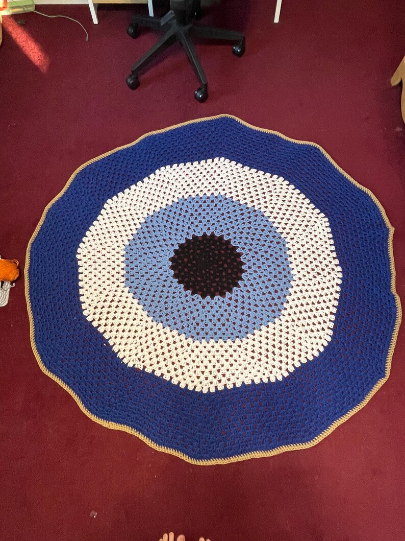 Round Crocheted Evil Eye Throw Blanket | Handmade Protective Blanket - Etsy