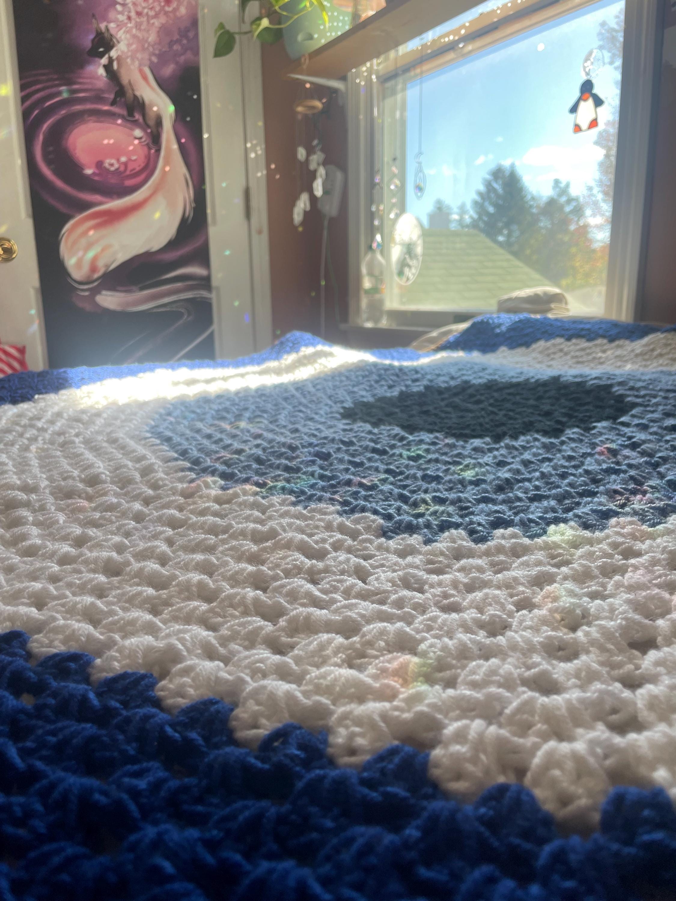 Round Crocheted Evil Eye Throw Blanket | Handmade Protective Blanket - Etsy