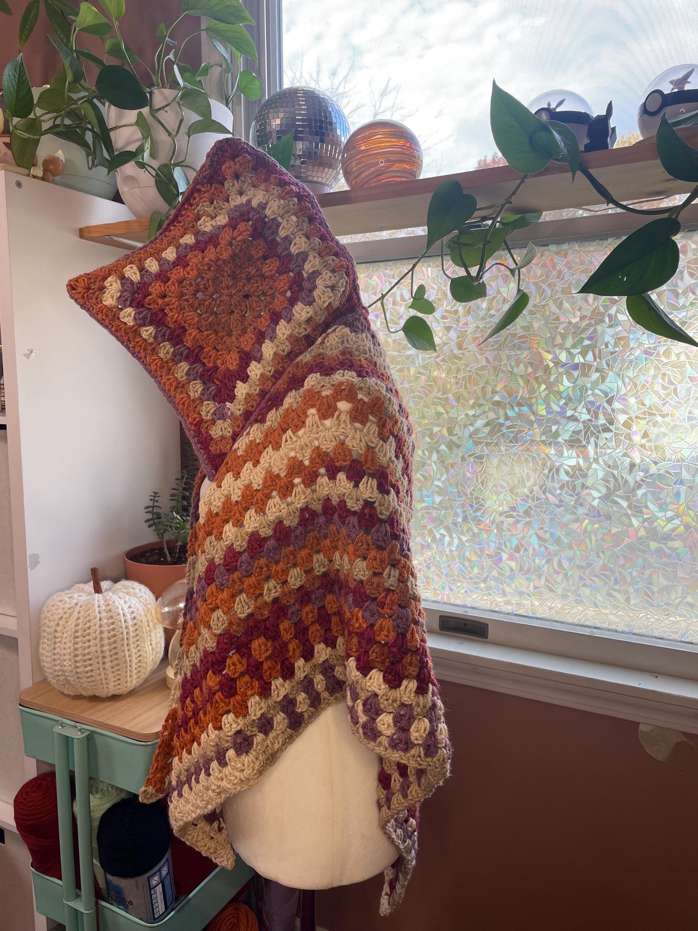 Crochet Dark Cottagecore Hooded Shawl, Crochet Hooded Cape - Etsy