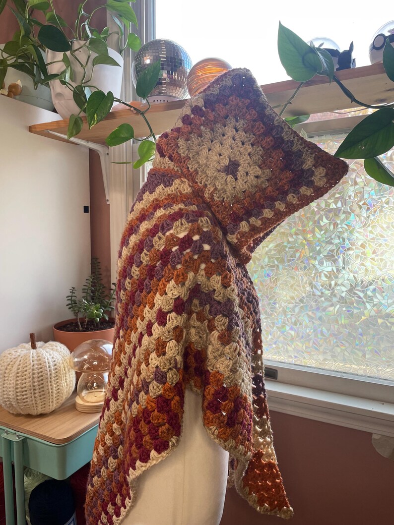Crochet Dark Cottagecore Hooded Shawl, Crochet Hooded Cape - Etsy