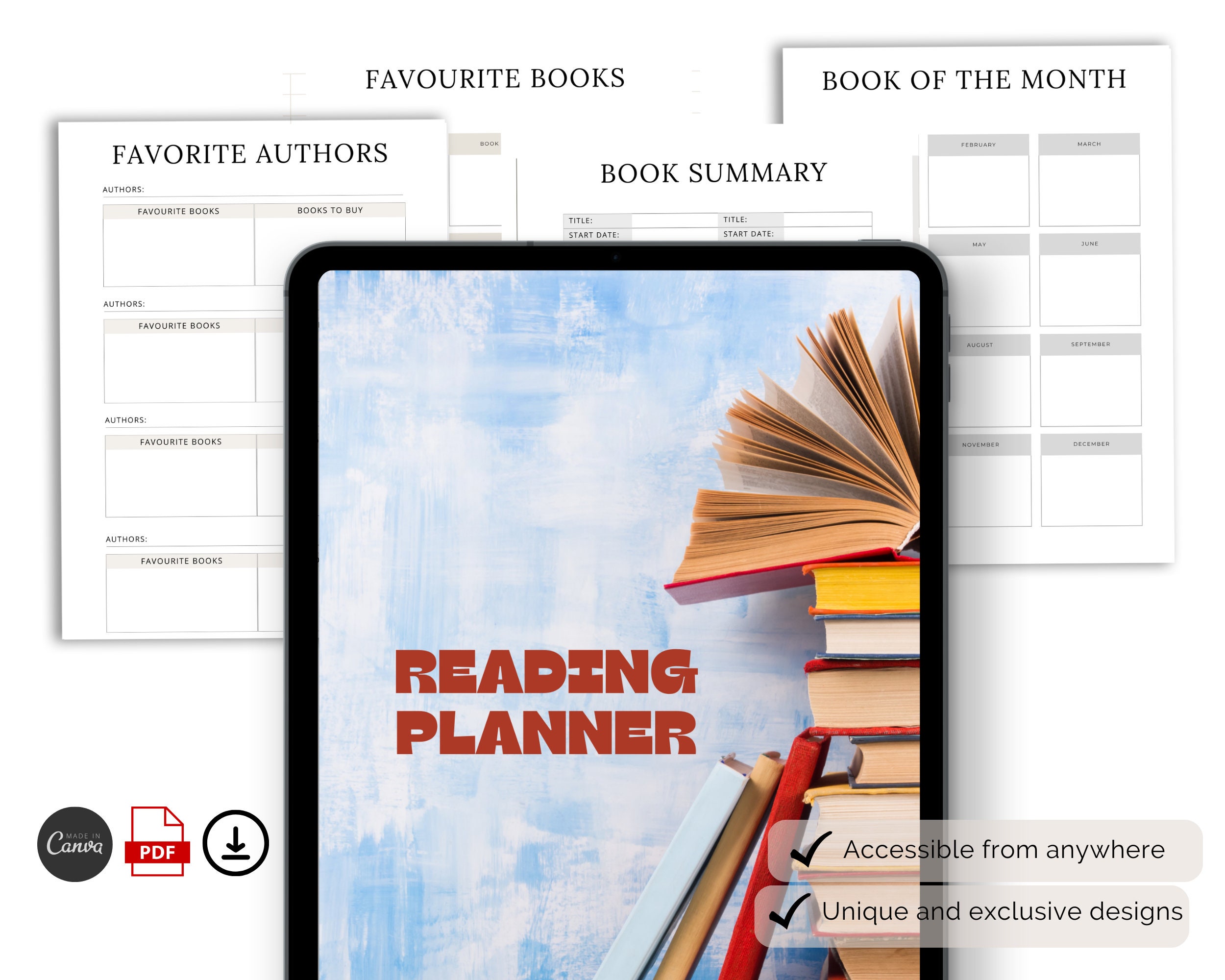 Digital Reading Planner and Ebook Organizer Monthly Tracker & Study ...