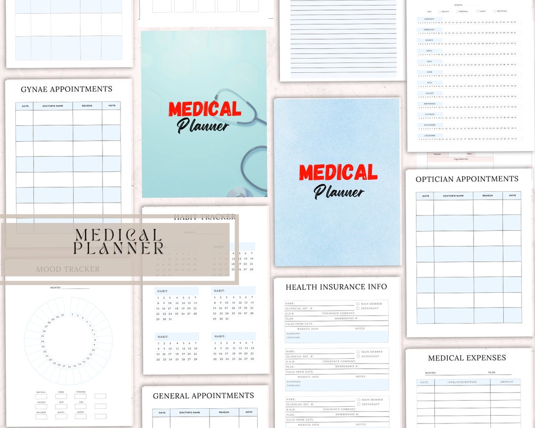 Digital Medical Planner & Health Tracker Doctor Appointments Organizer ...