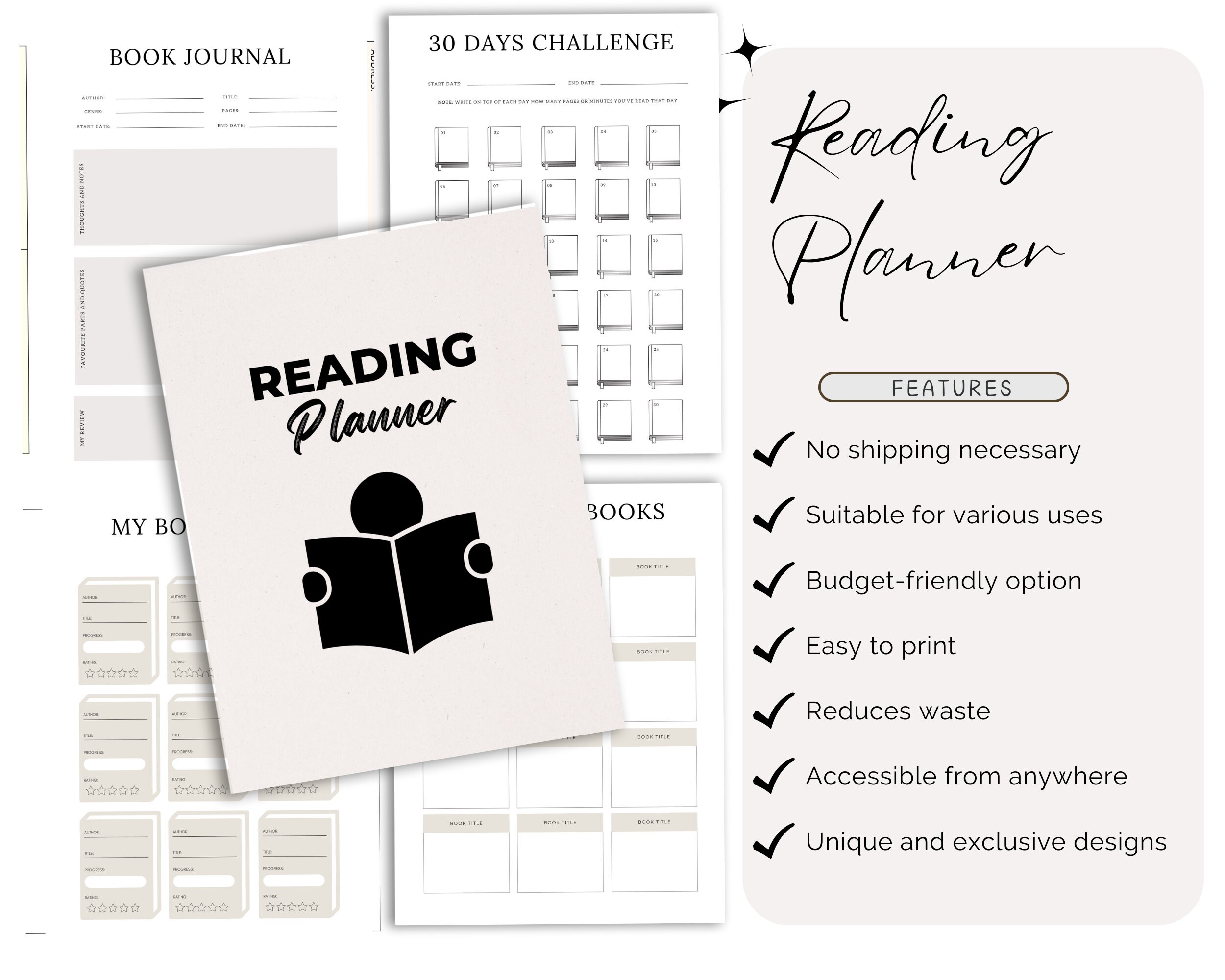 Digital Reading Planner and Ebook Organizer Monthly Tracker & Study ...