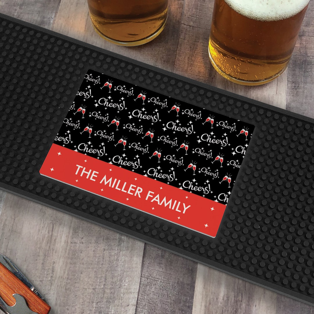 Cheers Bar Style Personalized Bar Mat, Customized Bar Mat, Home Bar ...
