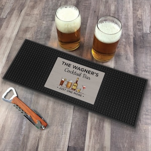 Personalized Cocktail Bar With Drinks Bar Mat, Customized Bar Mat, Home ...