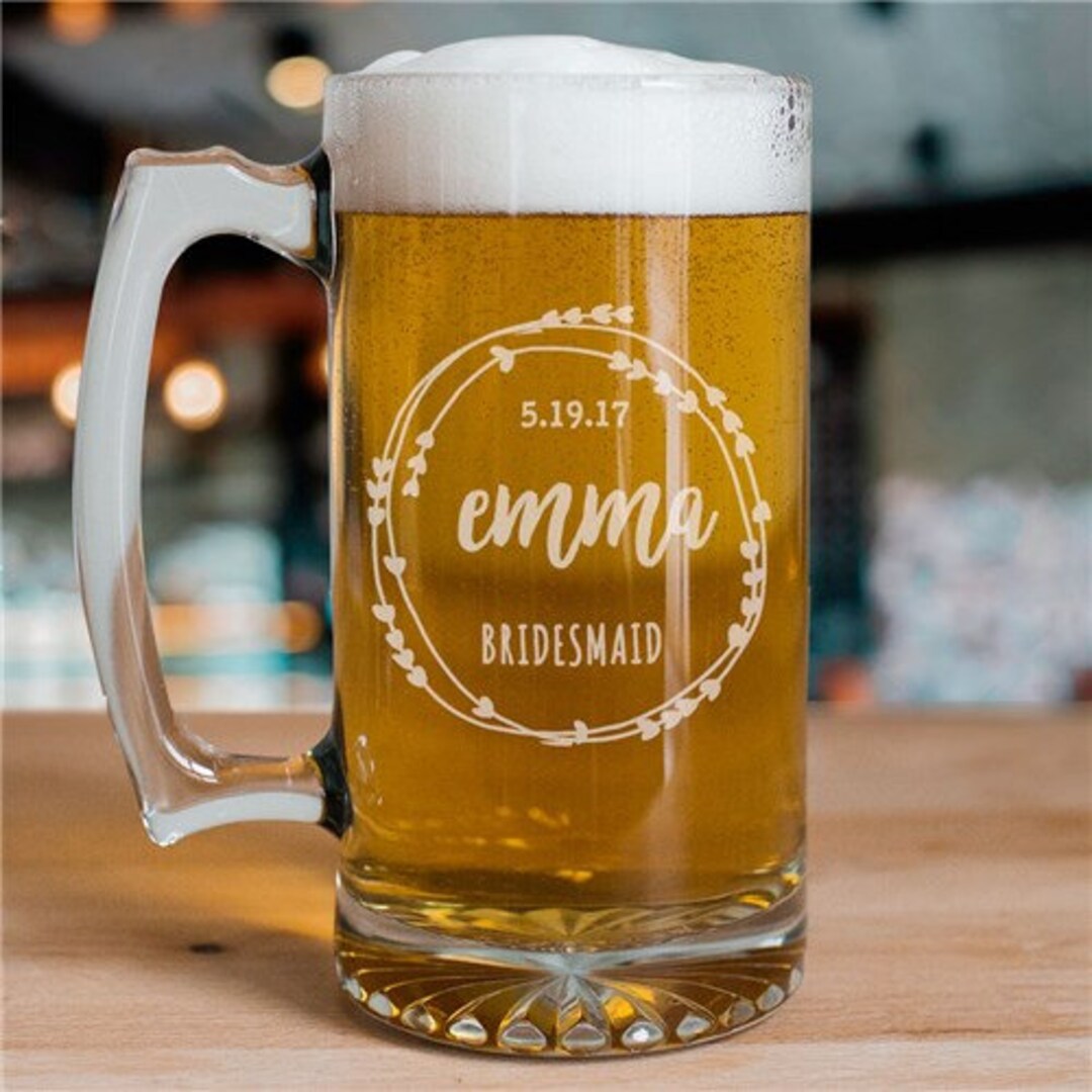 Bridal Party Beer Mug Personalized Bridesmaid Gift Maid of - Etsy