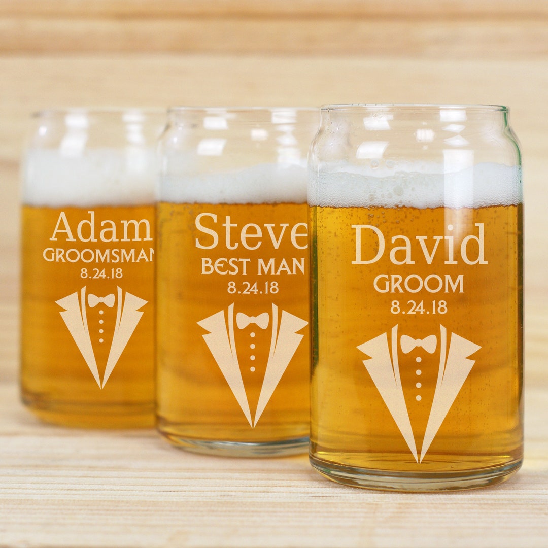 Wedding Party Men Personalized Beer Can Glass 16oz, Personalized ...