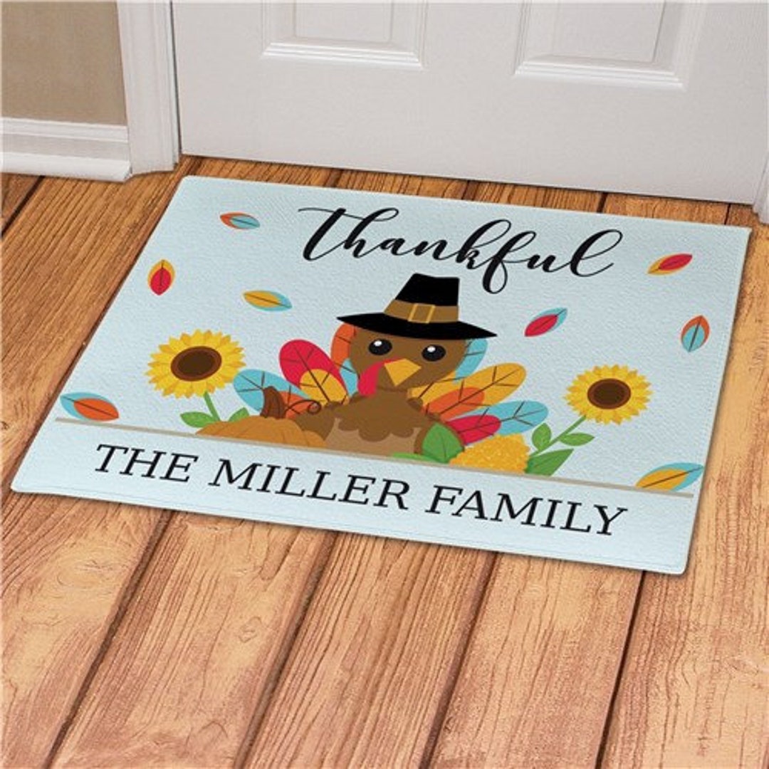 Personalized Thankful Turkey Doormat Personalized - Etsy