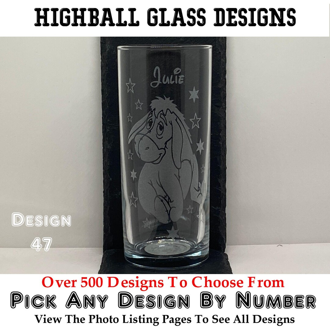 Personalised Engraved Highball Glass Disney Eeyore and More Designs - Etsy