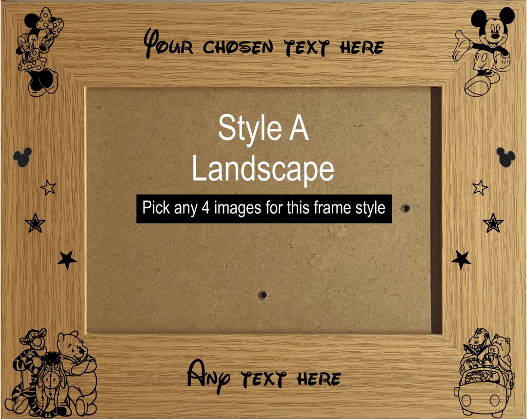Personalised Disney Photo Frame, Choose Any 4 Images, Any Text Engraved ...