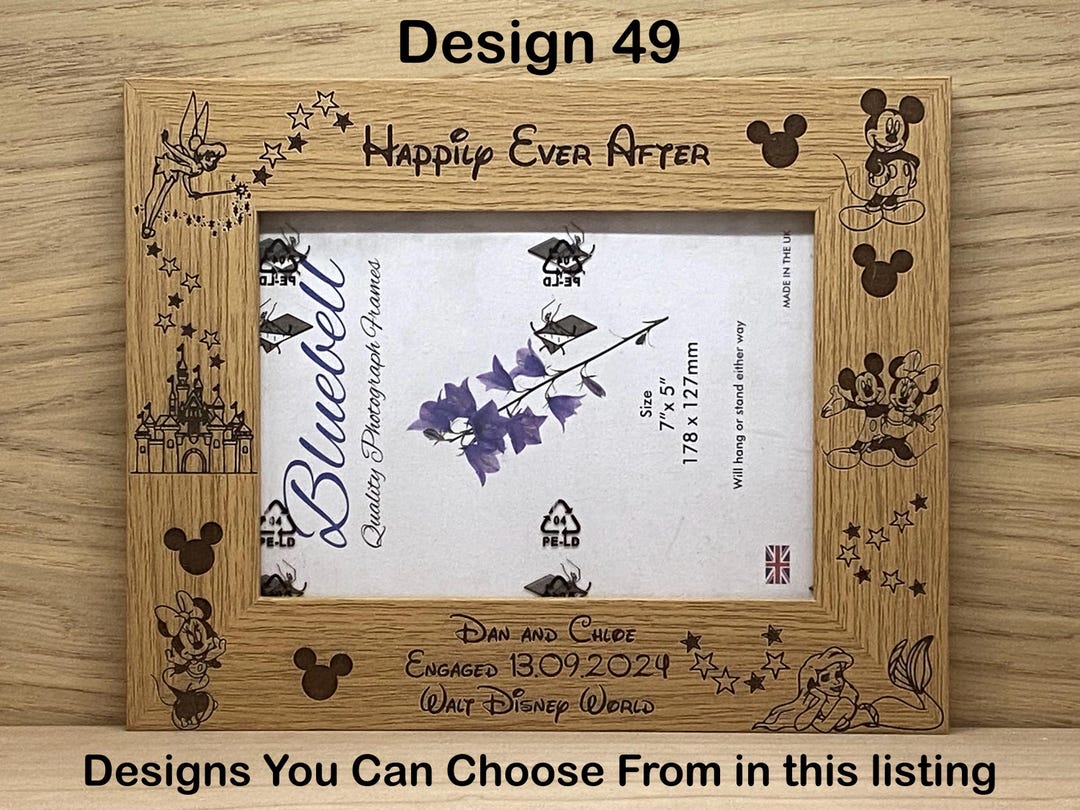 Personalised Disney Themed Photo Frame Any Year Date, Engraved Designs ...