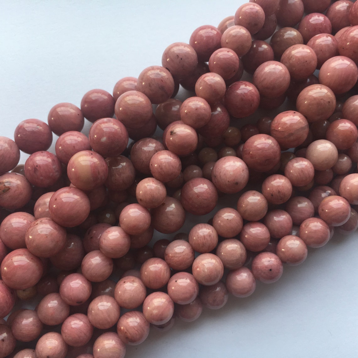 Red Chinese Rhodonite Natural Round Gemstone Bead 6/8mm | Etsy