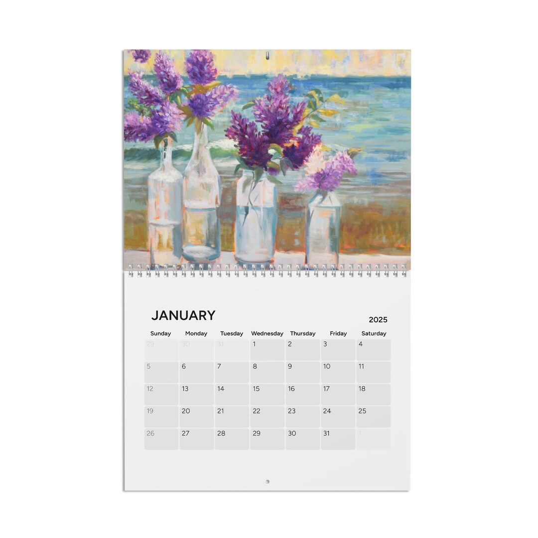 Seaside Floral 2025 Wall Calendar Sunflower Annual Year Tracker Flower ...
