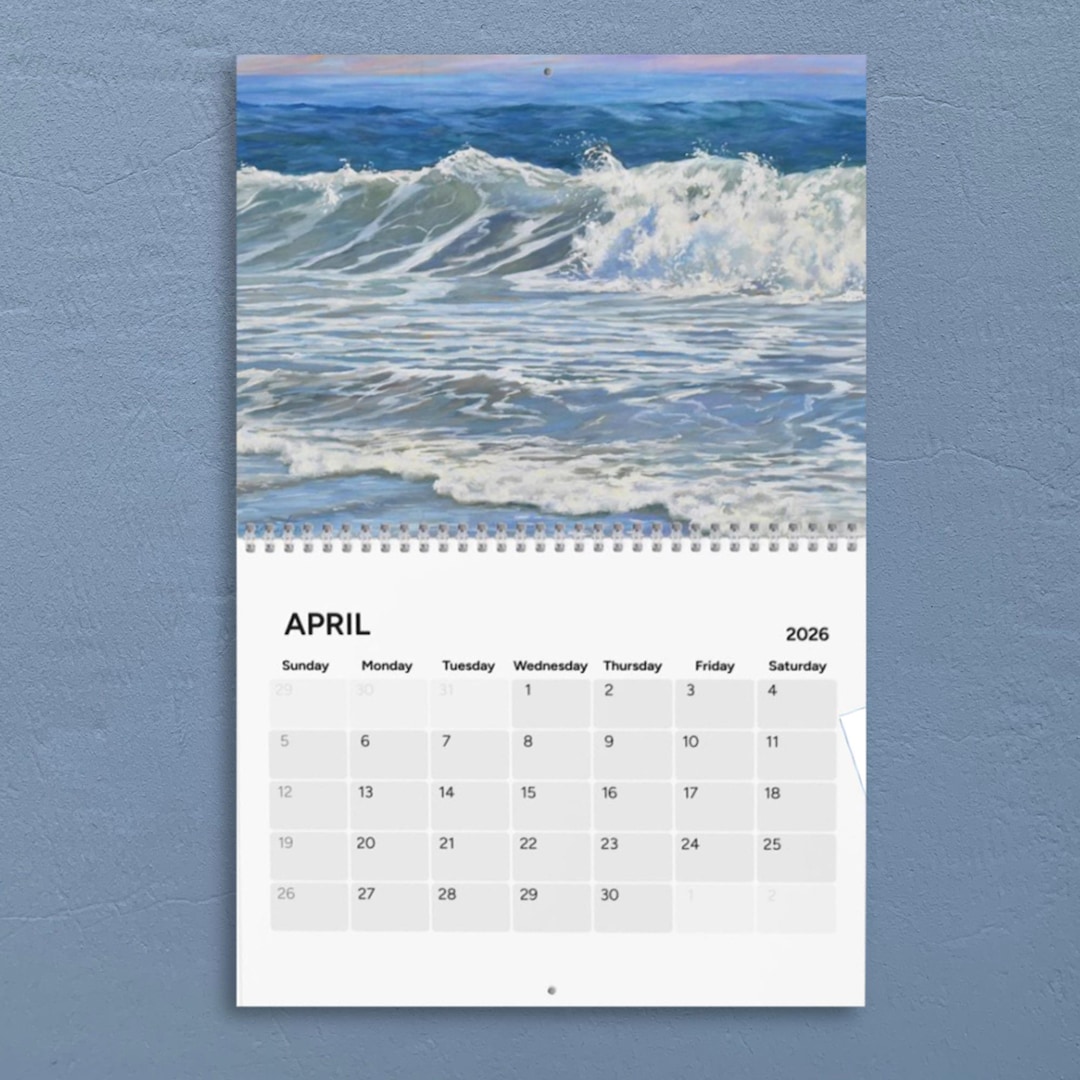 2026 Coastal Calendar Beach Landscape Art Print Frameable Wall Decor ...