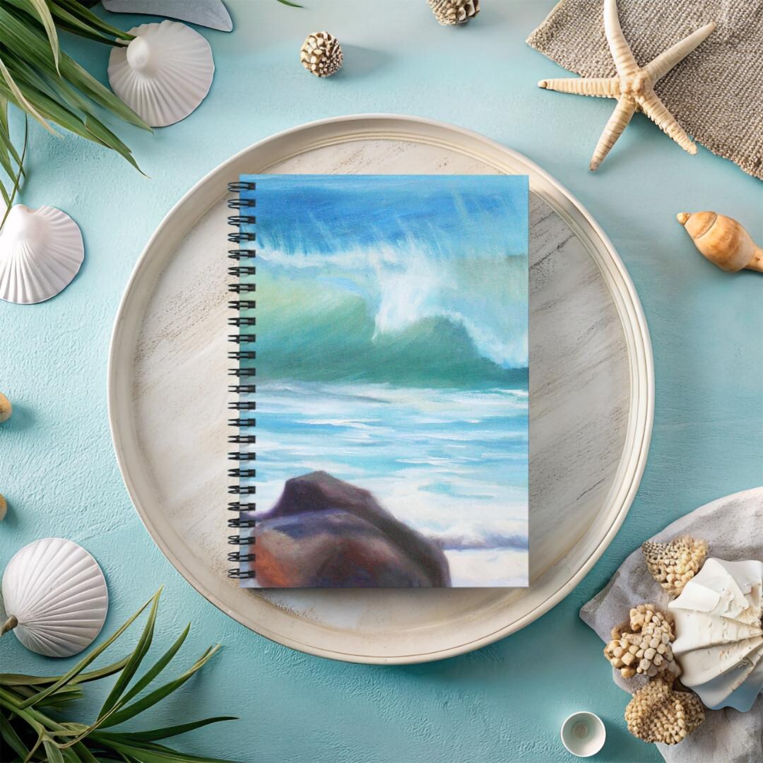 Spiral Notebook Ocean Wave Cover Ruled Line Journal Daily Notes Beach ...