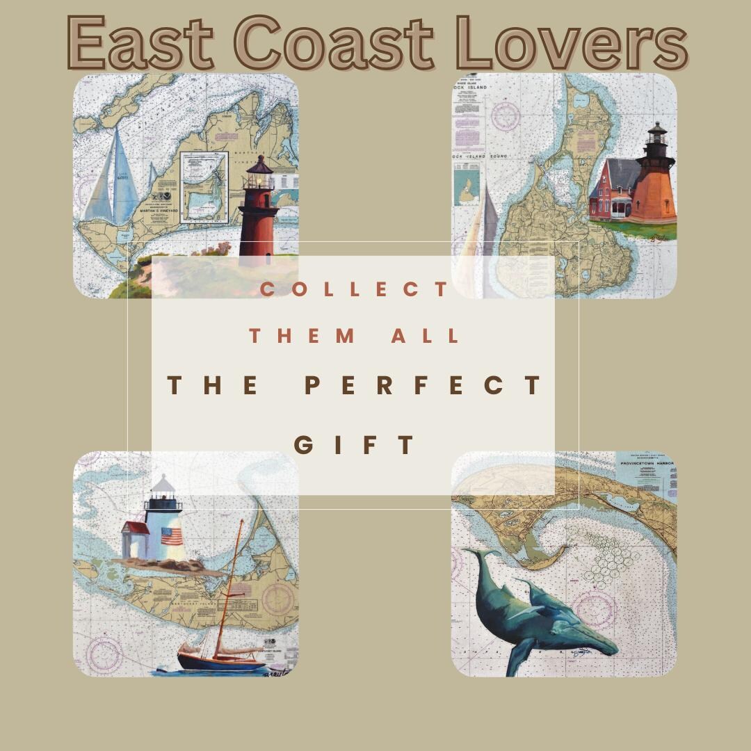 New England Chart Cork Back Coaster Maritime Humpback Whale Chart ...