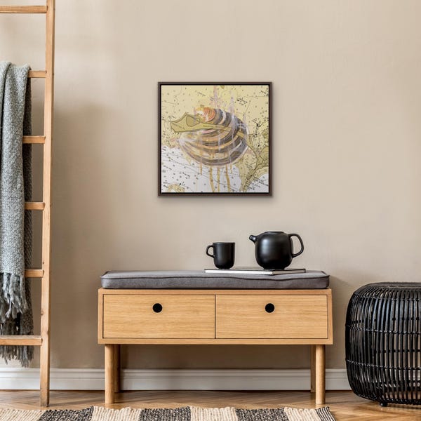 Colorful Ocean Clam Shell Canvas Print, Blue Nautical Shell Poster ...