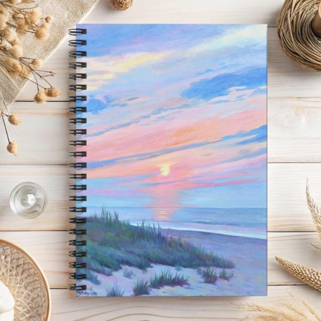 Beach Lover Sunset Spiral Notebook Ocean Scene Ruled Line Journal ...