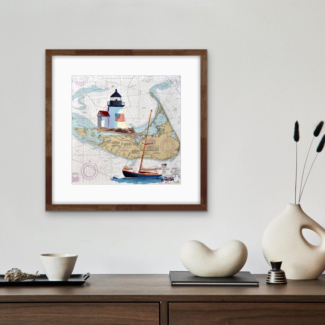 Nantucket Nautical Chart Fine Art Print Sailor Lover Maritime ...