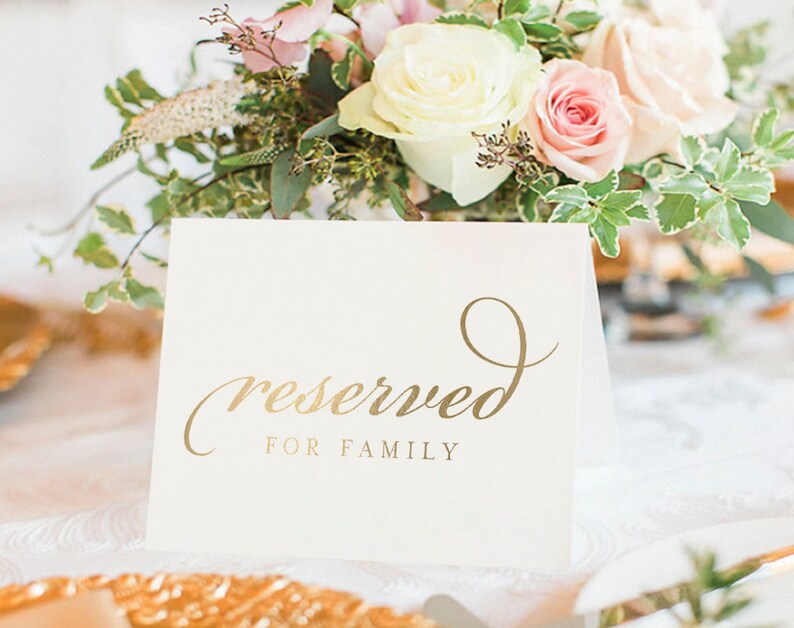 REAL GOLD Foil Reserved Signs for Wedding 4x6 Reserved Table | Etsy