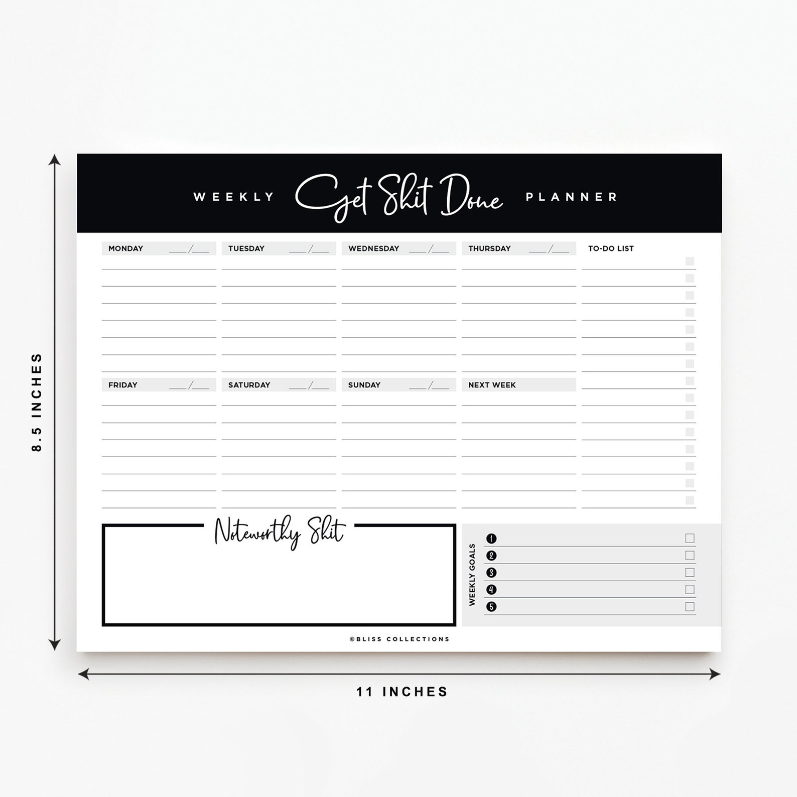 Funny Weekly Tear off Pad 50 Sheets Desk Notepad Weekly - Etsy