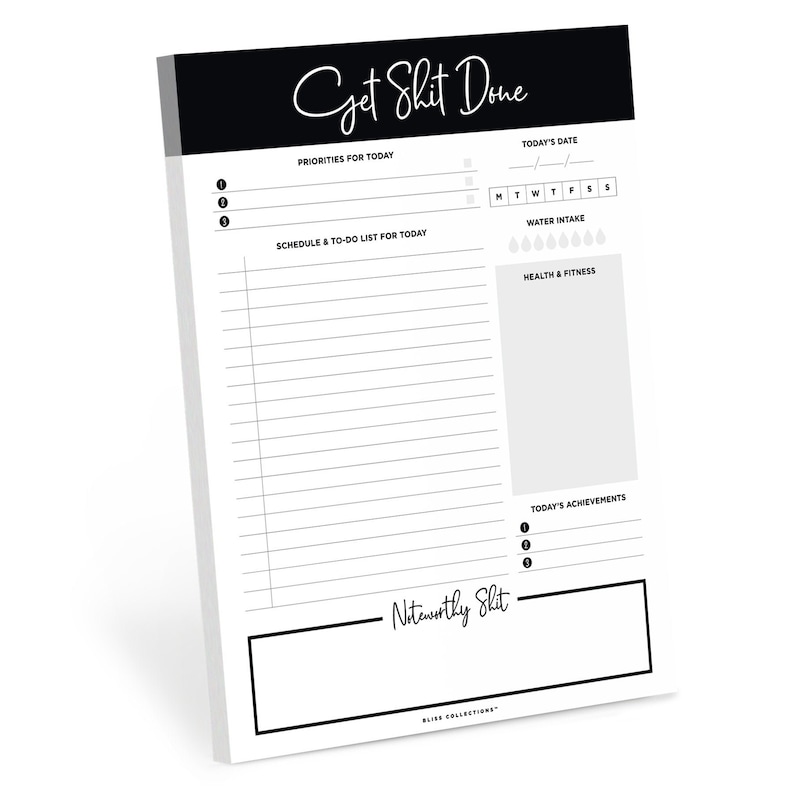 PRINTED Get Shit Done Daily Planner Tear off Pad 50 Undated - Etsy