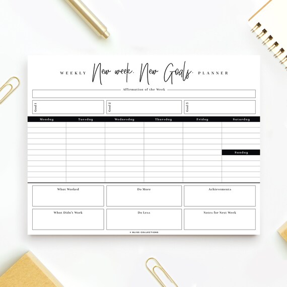 PRINTED Goal Planning Notepad Tracker Tear off Pad 50 Sheets | Etsy