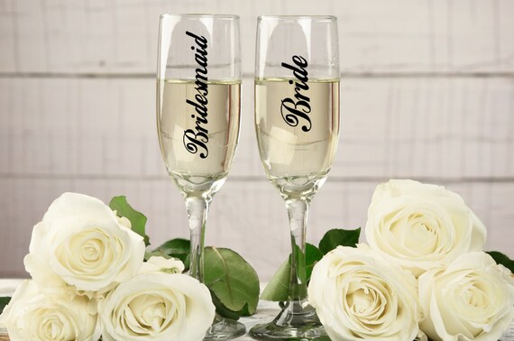 Personalised Wedding Vinyl Decals for Champagne Flute Glass - Etsy