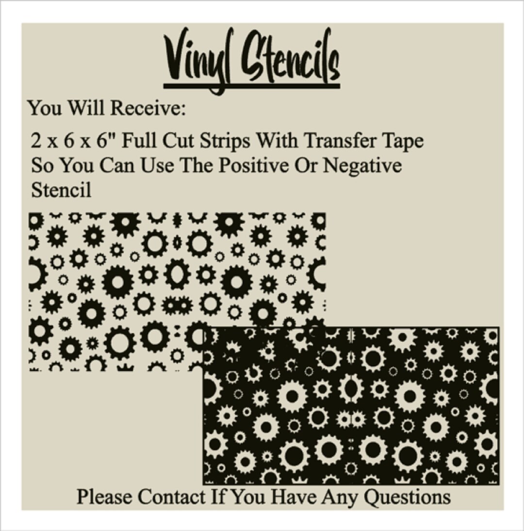 Nuts Cogs Style Pattern Quality Custom Vinyl Stencil Suitable for ...