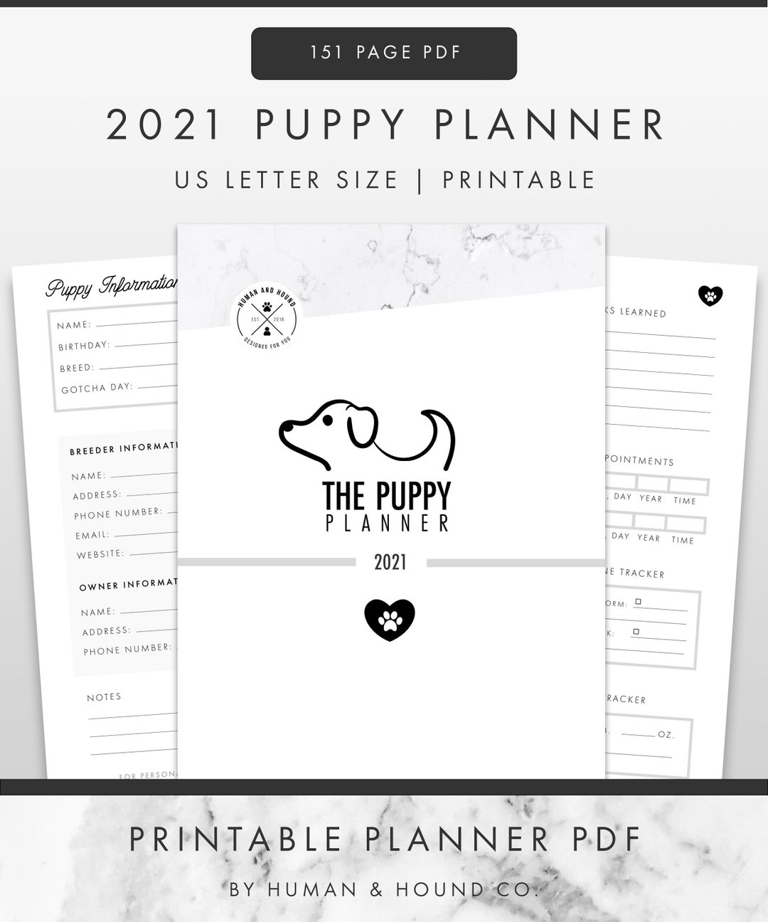 2021 Puppy Planner, Puppy Planner, Printable Planner 2021, Dog Mom ...